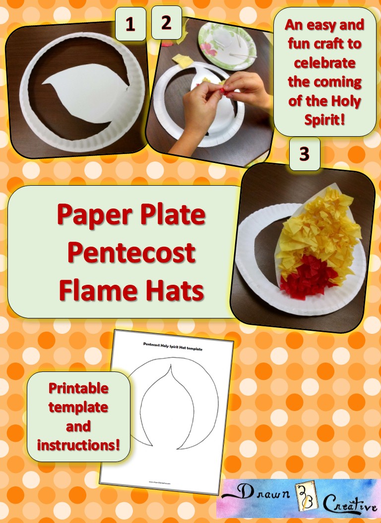 Pentecost Holy Spirit Hats from Paper Plates - Drawn2BCreative